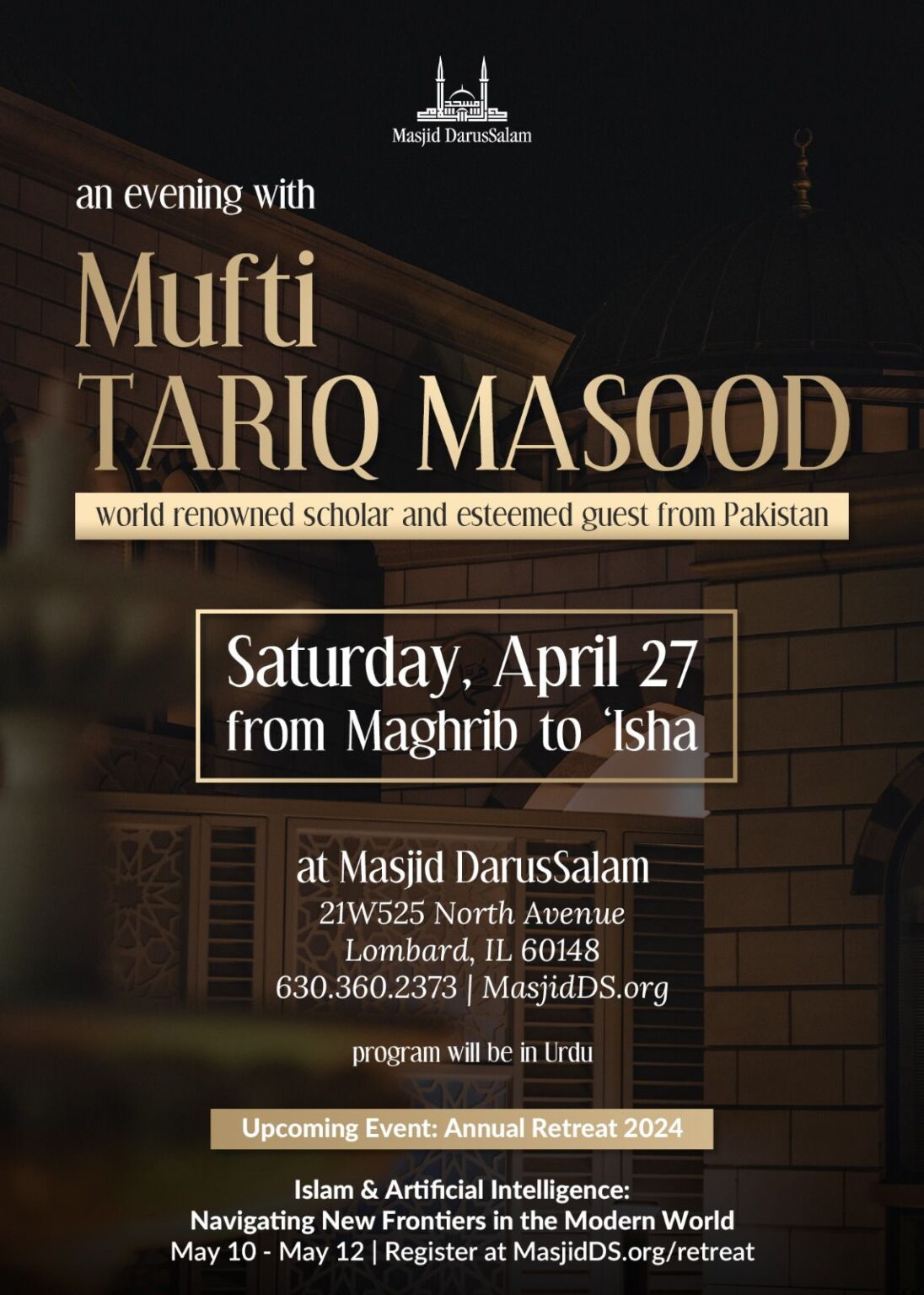 Mufti Tariq Masood At Masjid Darussalam Masjid Darussalam